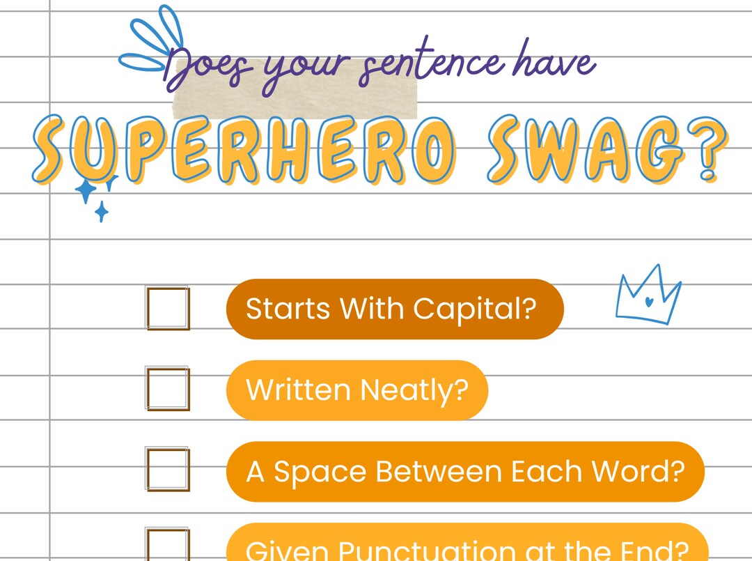 Sentence Editing Checklist - Superhero SWAG - Etsy