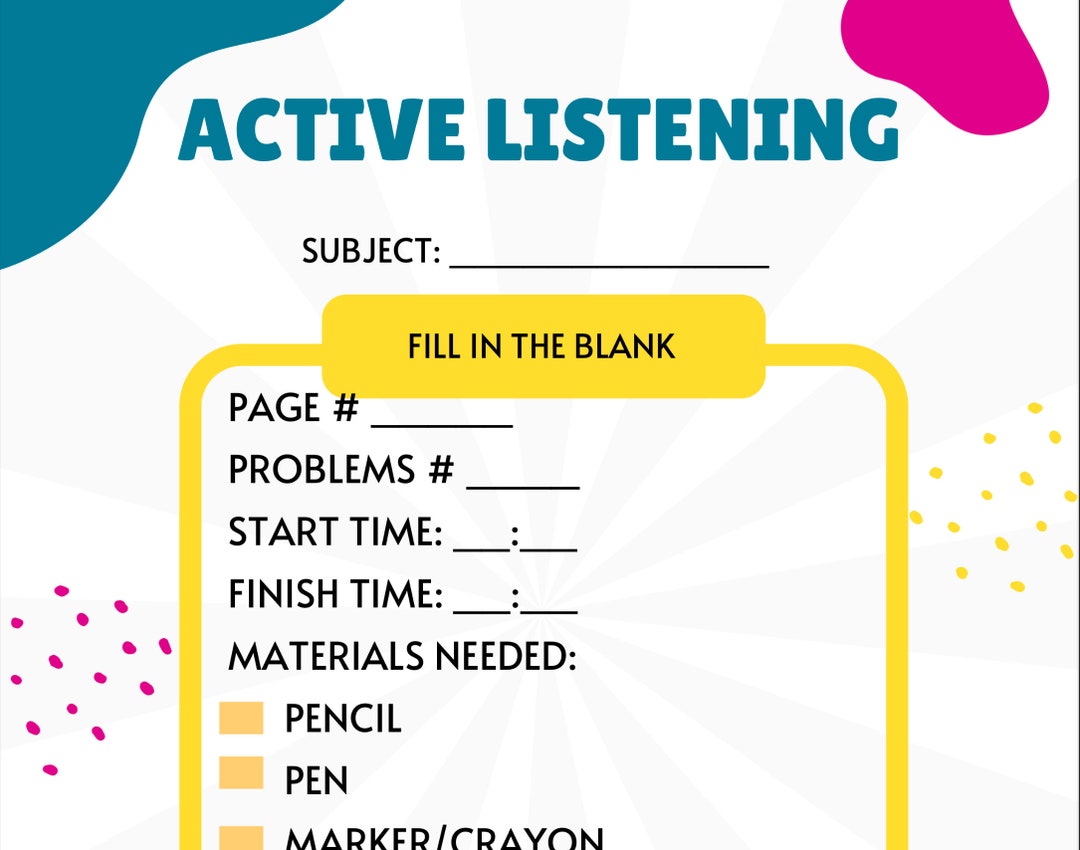 Active Listening Worksheet for Students - Etsy