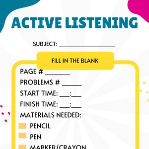 Active Listening Worksheet for Students - Etsy