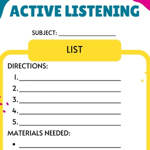 Active Listening Worksheet for Students - Etsy