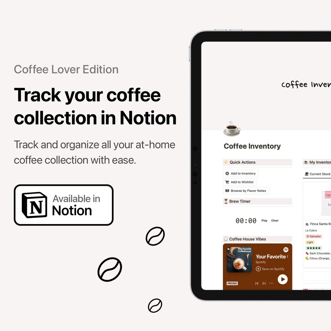 Coffee Inventory Tracker Notion Template for Home Baristas & Coffee ...