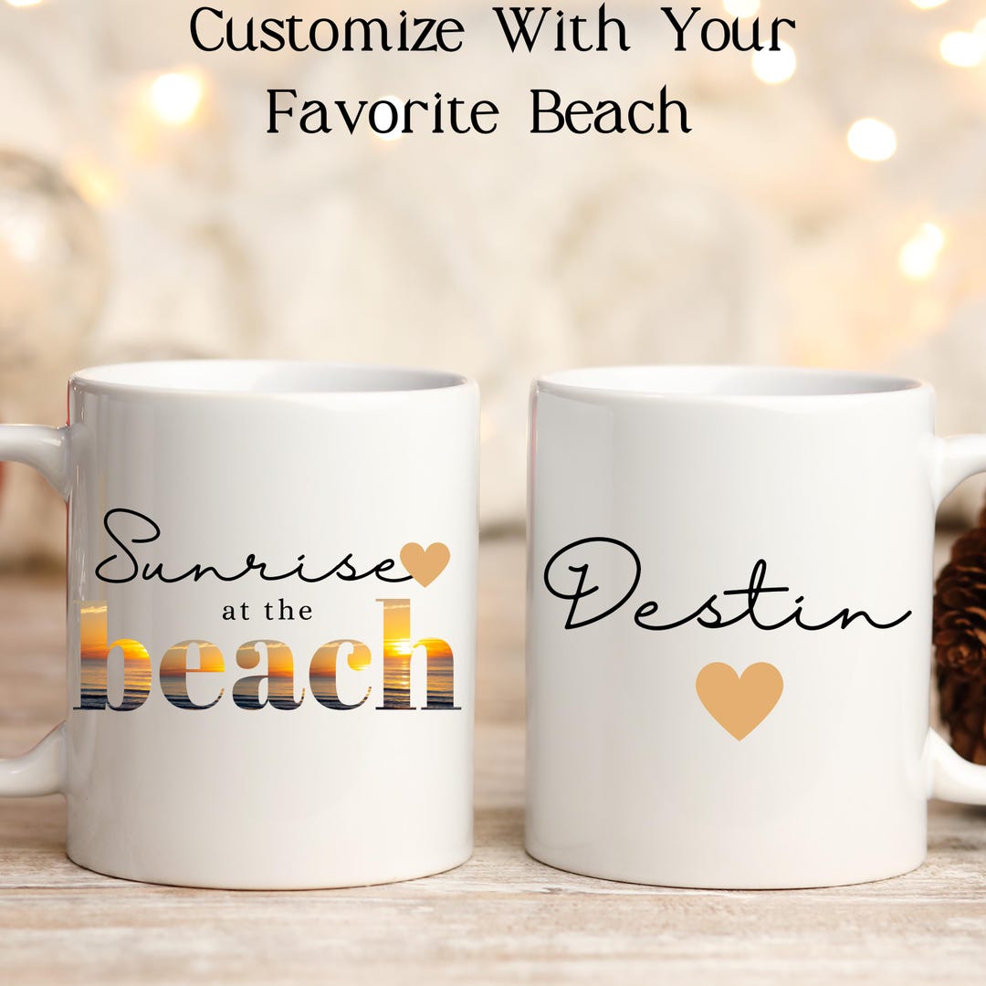 Personalized Beach Mug, Custom Beach Coffee Mug, Destination Mug, Beach ...