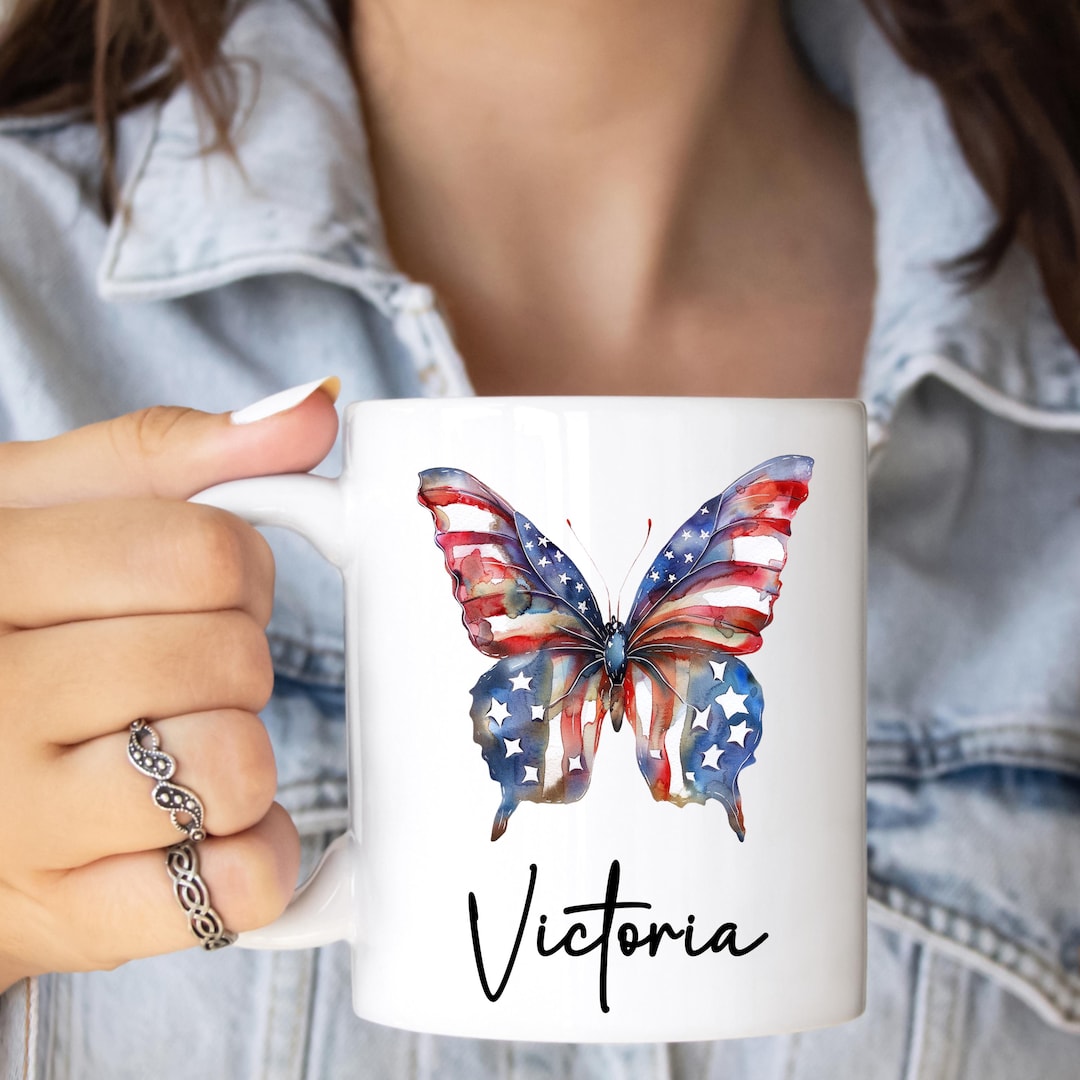 USA Patriotic American Flag Custom Mug, Us Flag Mugs With Name ...