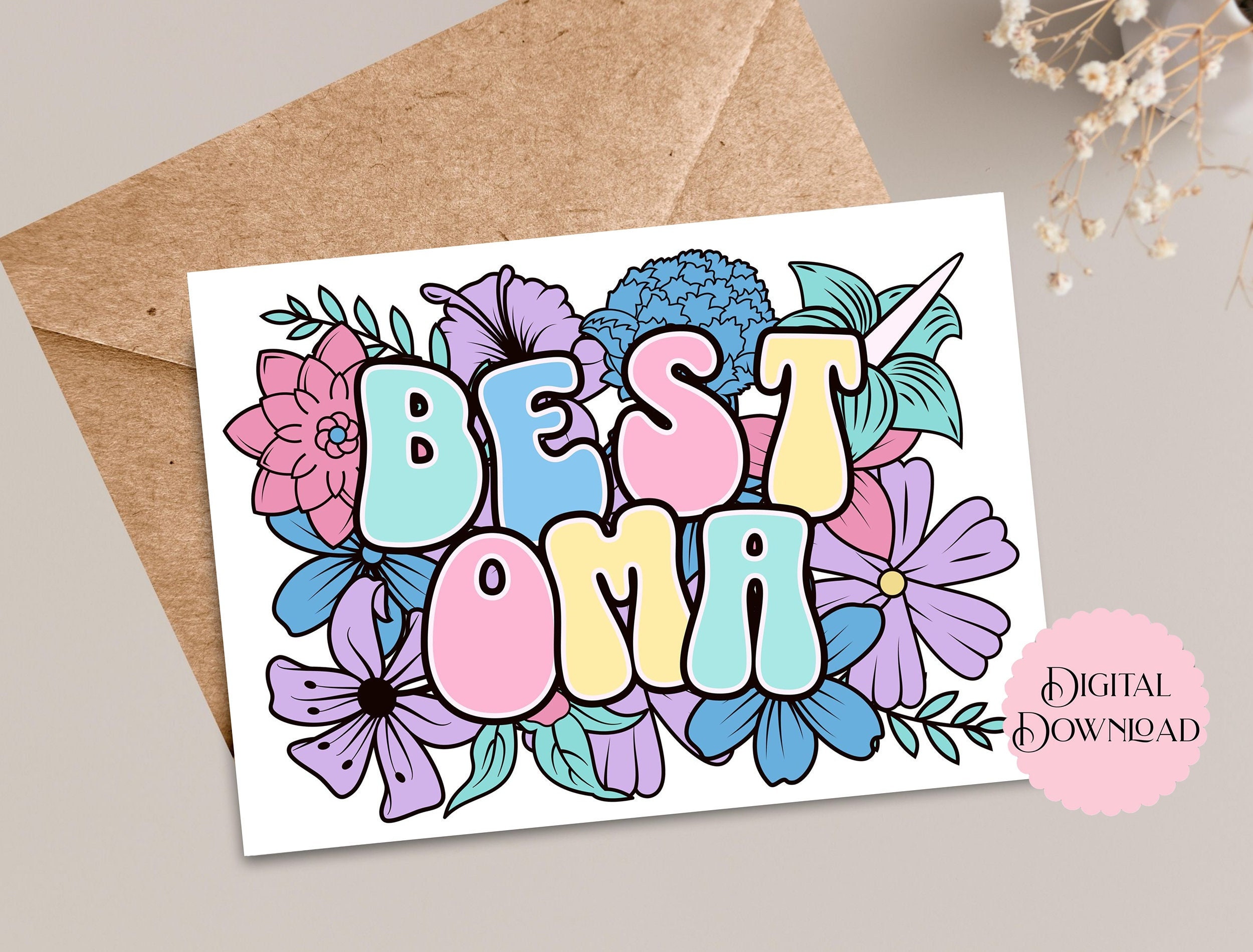 Printable Card for Oma, 5x7 Digital Download Greeting Card for the Best ...