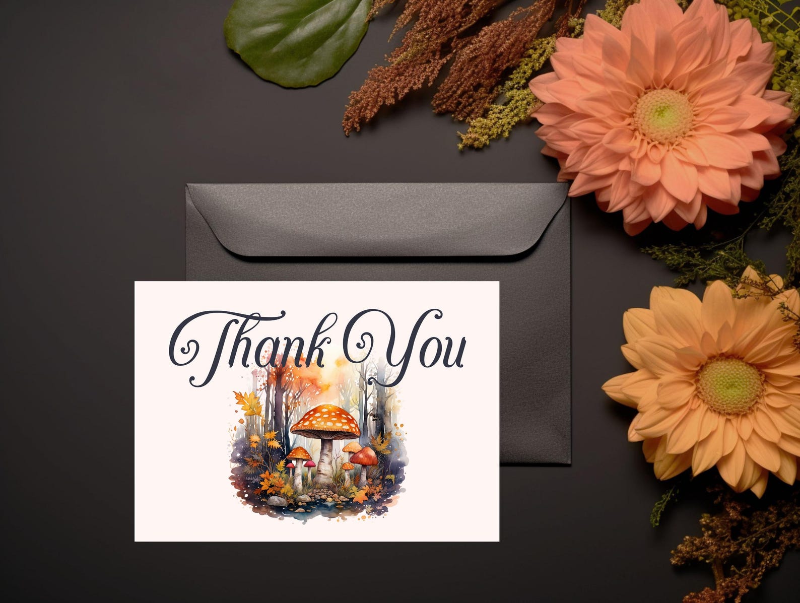 Mushroom Thank You Card, 5x7 Inch Digital Download Thank You, Printable ...