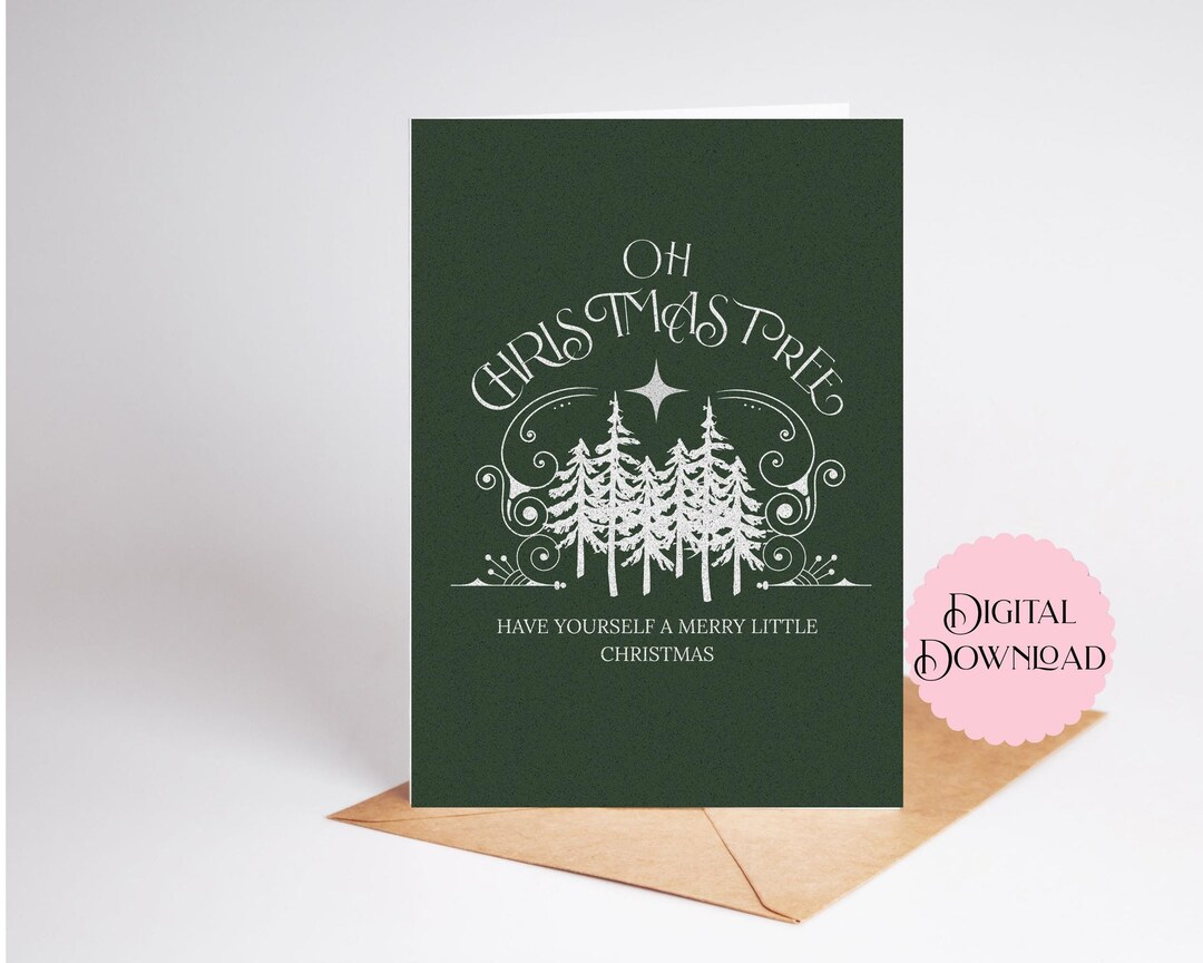 Green Christmas Tree Card: Printable Holiday Card (PDF) - Etsy