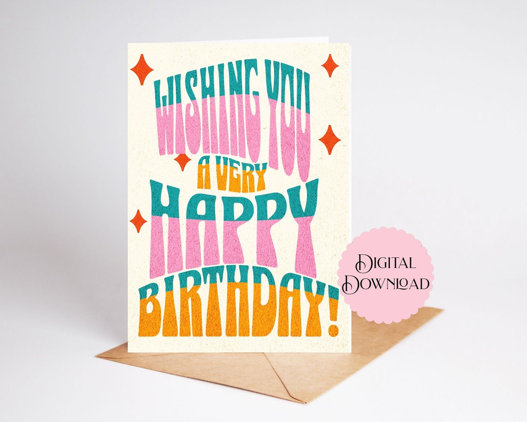 Retro Birthday Card: 1970s Groovy Style (digital Download) - Etsy