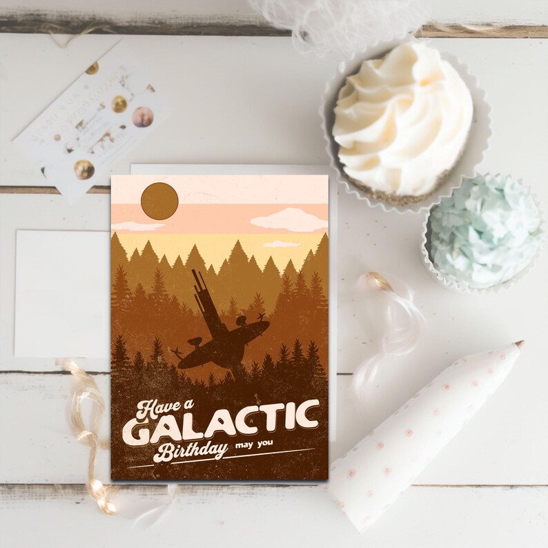 Galactic Birthday Card, Spaceship Galaxy Printable Birthday Card, 5x7 ...