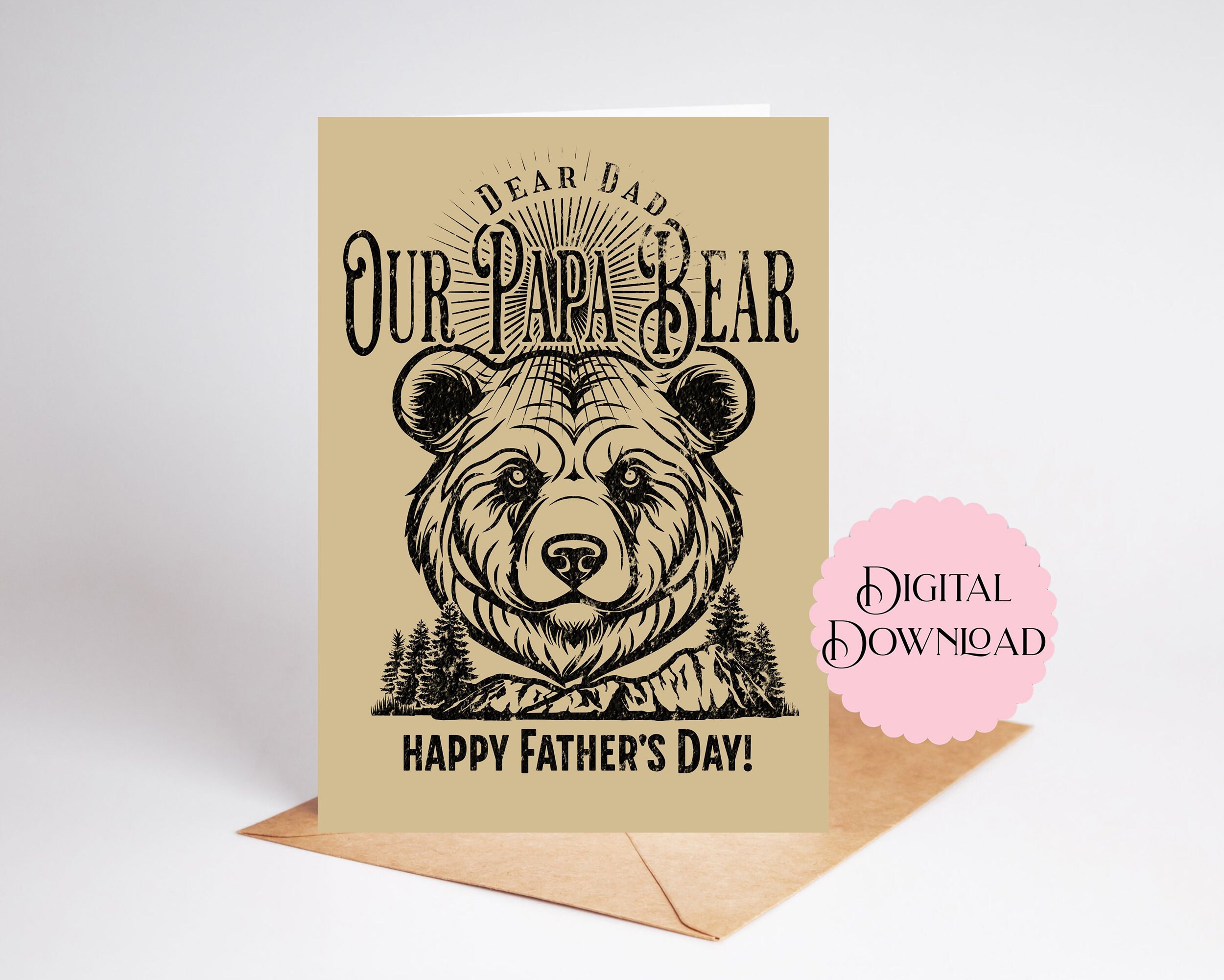 Printable Father's Day Card, Digital Card for Dad, Papa Bear Greeting ...