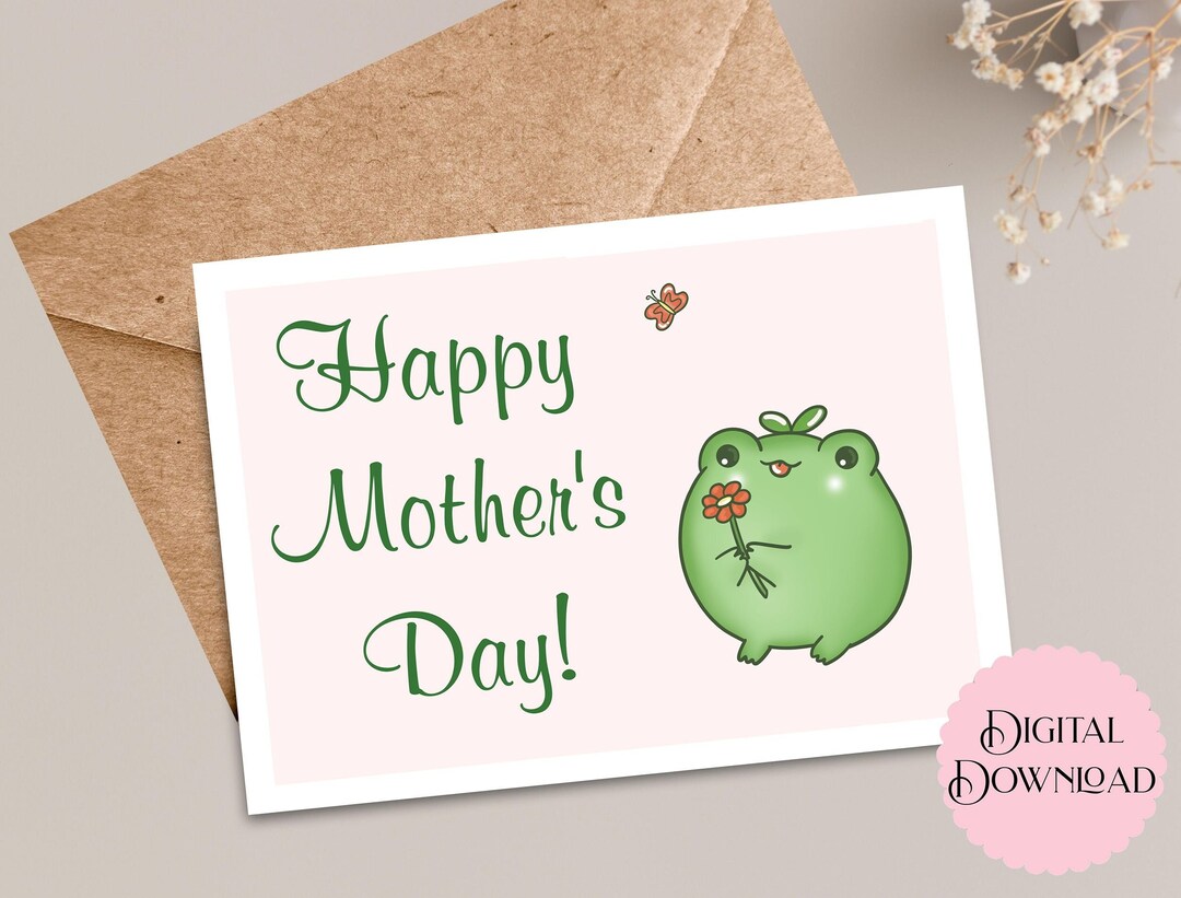 Printable Frog Mother's Day Card, 7x5 Digital Download Greeting Card ...