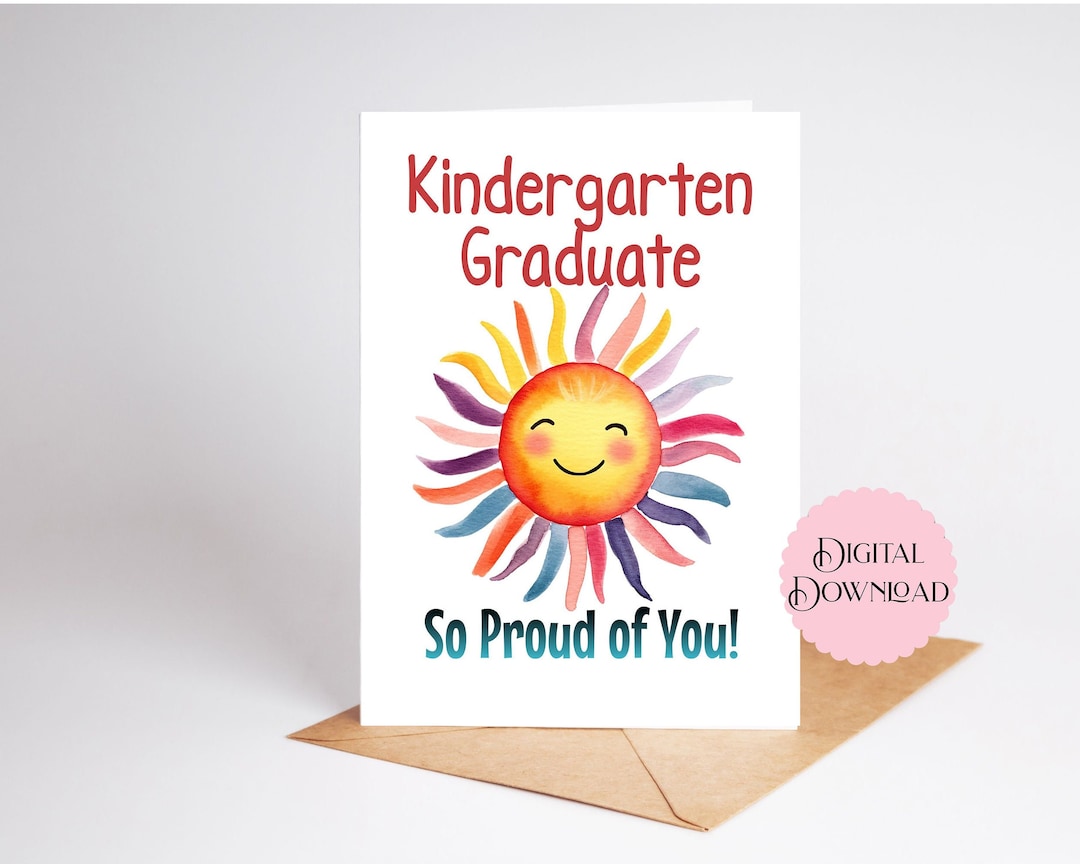 Digital Download Kindergarten Graduation Card, so Proud of You ...