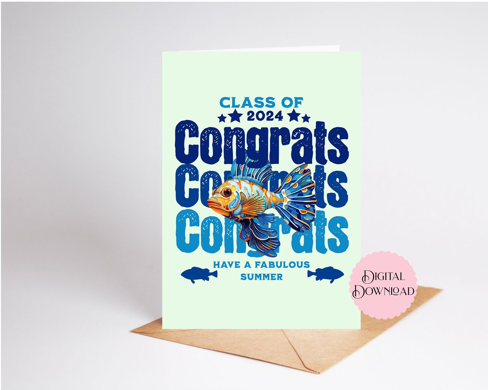 Printable Graduation Card, Class of 2024 Congrats, 5x7 Inch Card for ...