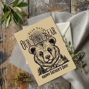 Printable Father's Day Card, Digital Card for Dad, Papa Bear Greeting ...