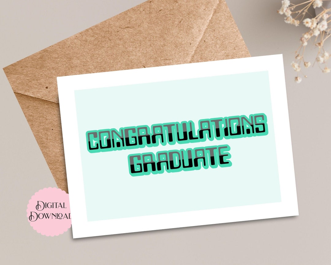 Printable Simple Graduation Card, 5x7 Inch Digital Download Card for ...