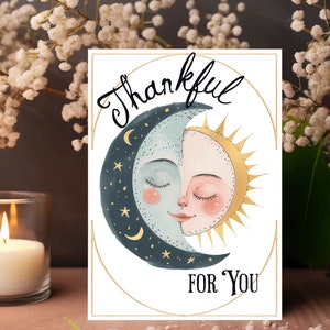 Sun and Moon Thank You Card: Celestial Design (digital Download) - Etsy