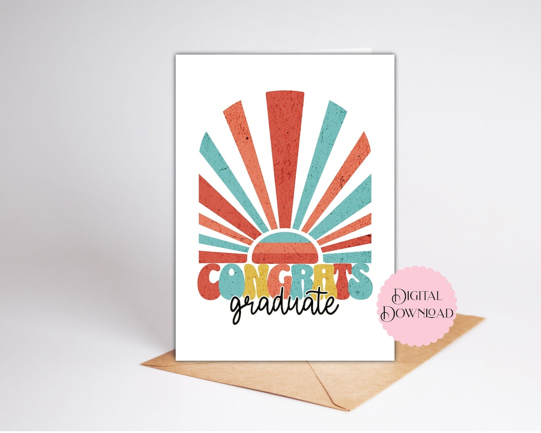 Retro Sunshine Graduation Card: Printable 5x7 Congratulations (digital ...