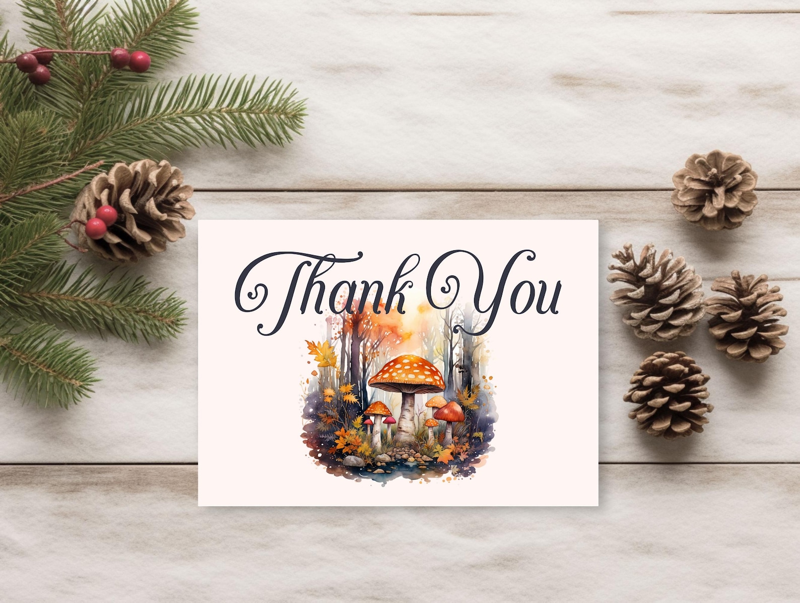 Mushroom Thank You Card, 5x7 Inch Digital Download Thank You, Printable ...