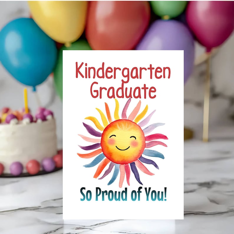 Digital Download Kindergarten Graduation Card, so Proud of You ...