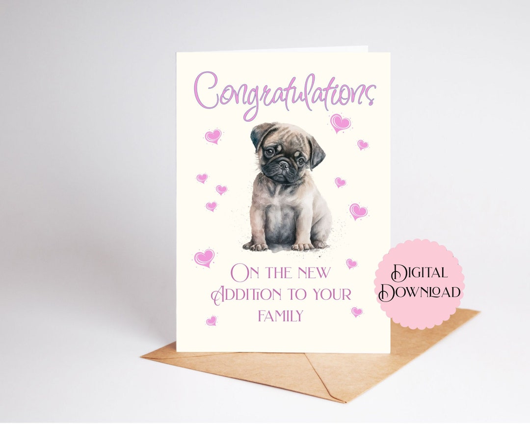 French Bulldog Puppy Congratulations Card: New Family Addition (digital ...