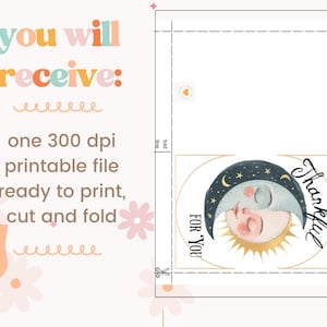 Sun and Moon Thank You Card: Celestial Design (digital Download) - Etsy