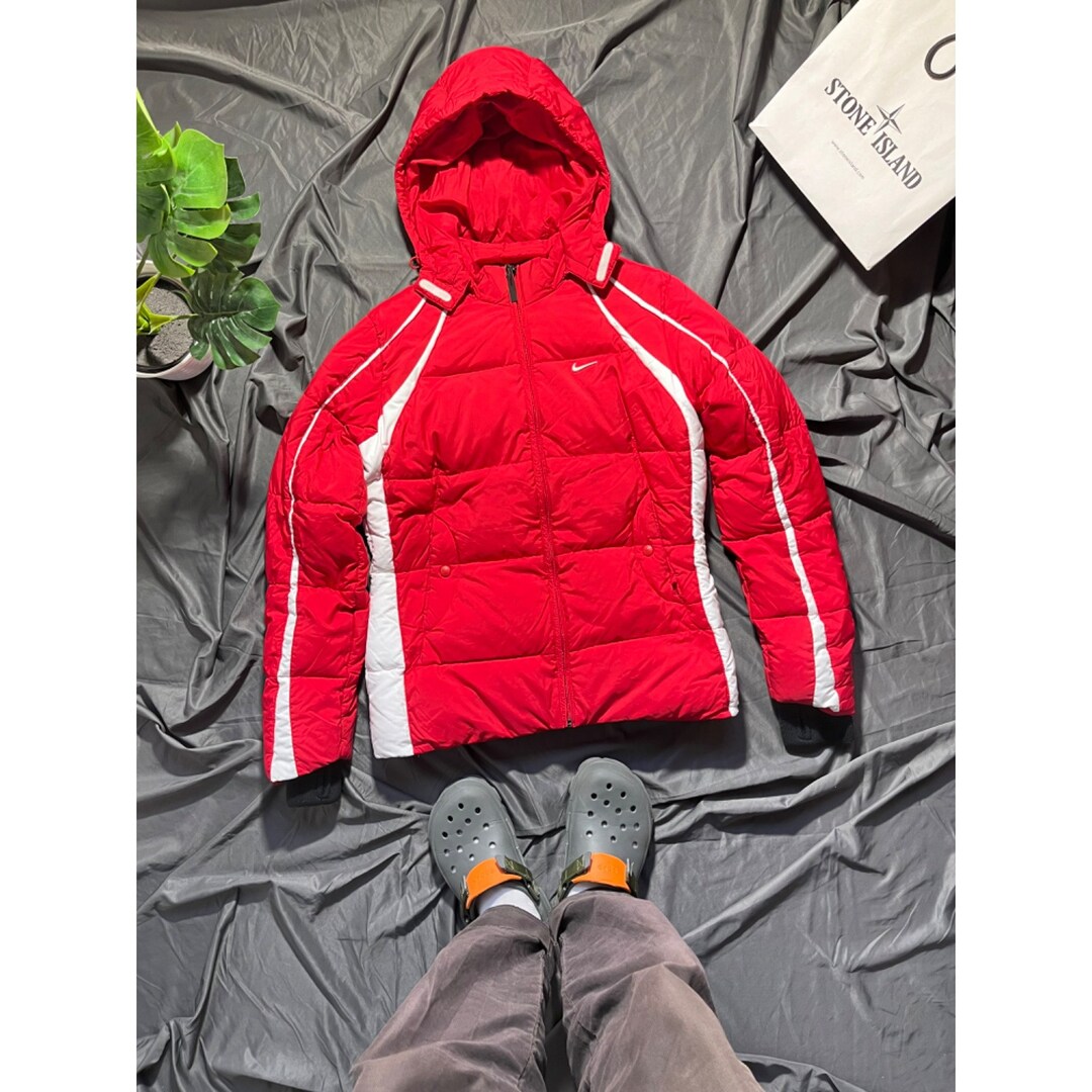 Vintage Nike Swoosh Down Jacket Puffer 90s Streetwear Zip USA Style ...