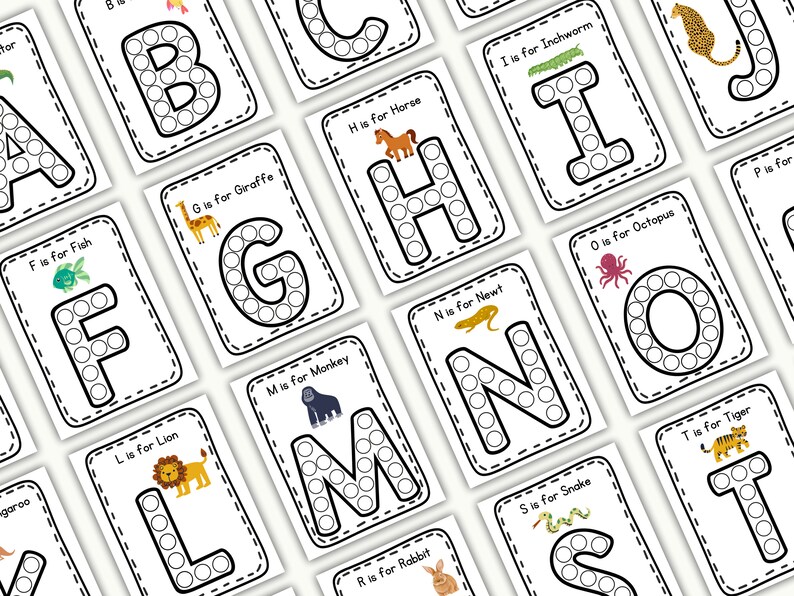 26 Animal Alphabet Worksheet Coloring Pages | Dot Marker Activity Pages ...