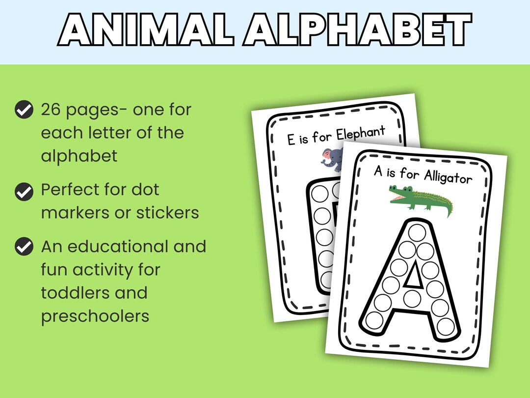 26 Animal Alphabet Worksheet Coloring Pages | Dot Marker Activity Pages ...