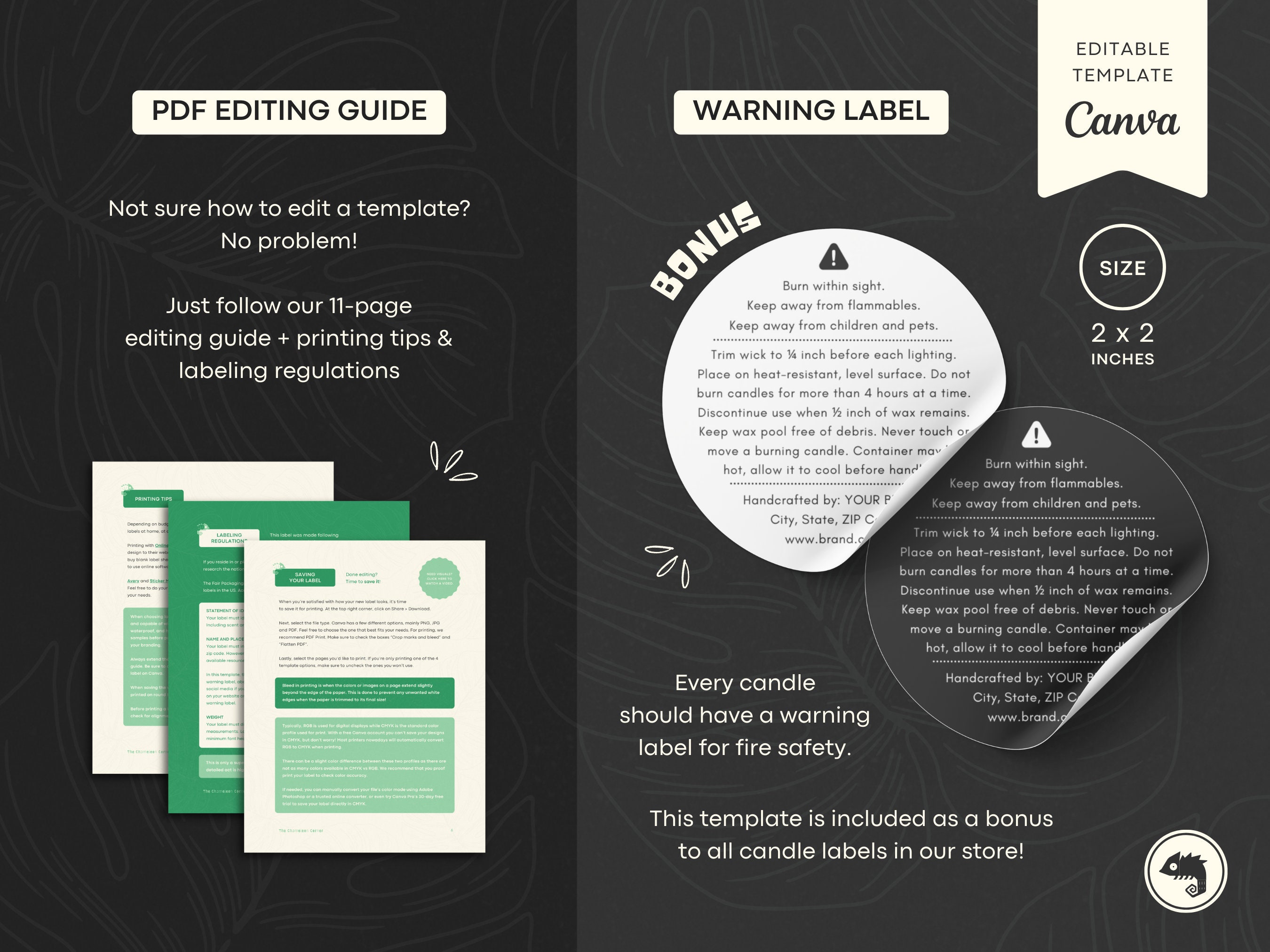 Printable Candle Label Canva Template, Illustrated Candle Label, Custom ...