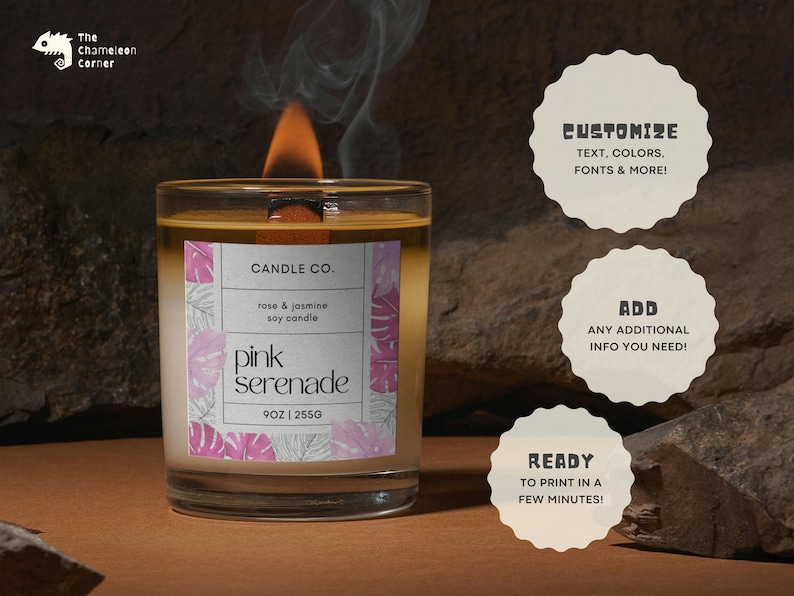 Printable Candle Label Canva Template, Tropical Candle Label, Custom ...