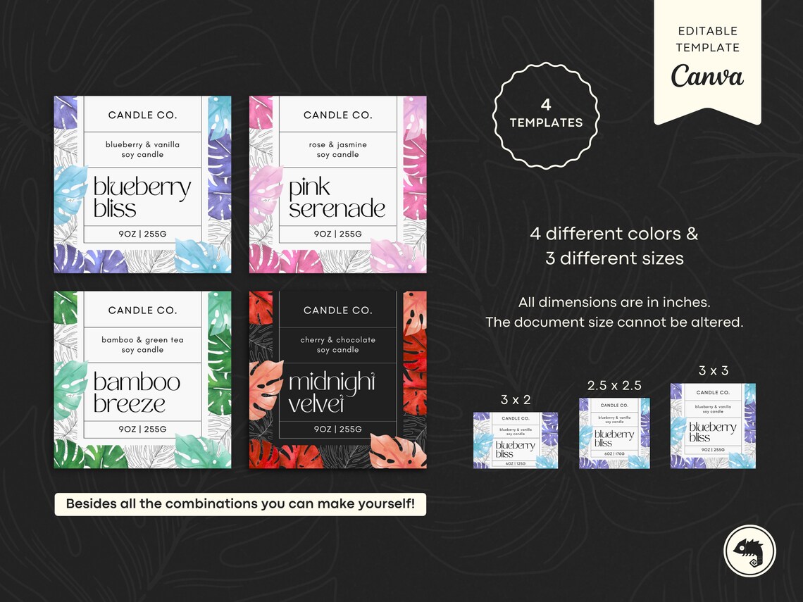 Printable Candle Label Canva Template, Tropical Candle Label, Custom Label Template, Editable ...
