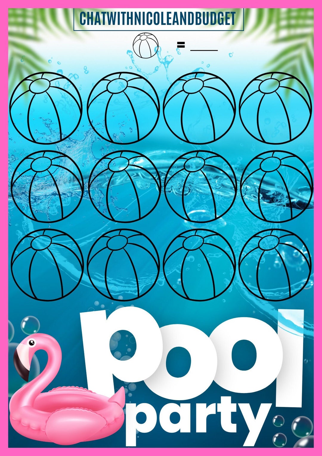 Pool Party Set of 4 Printables Digital Download File - Etsy