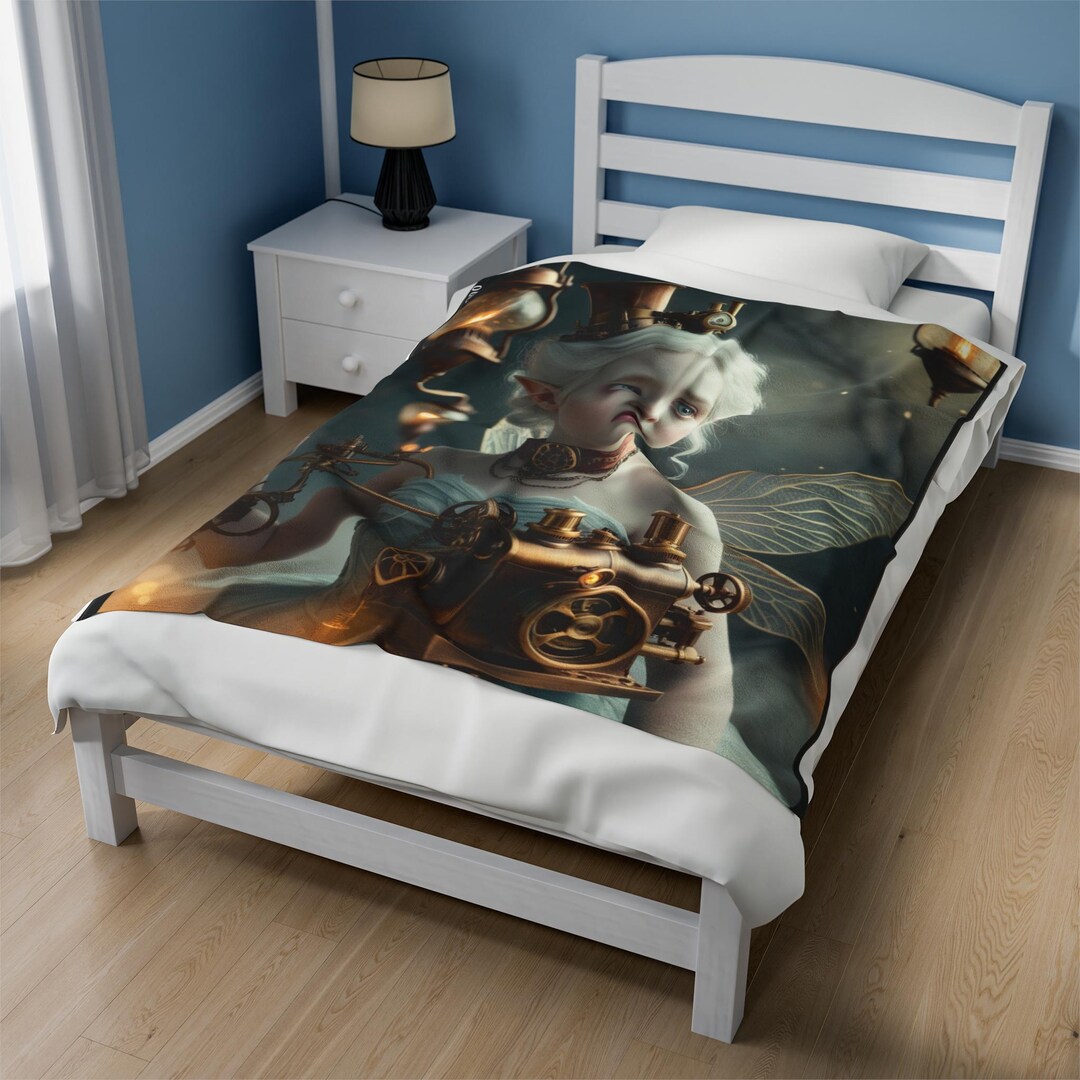Steampunk Fairy Elf Velveteen Plush Blanket, Soft Throw, Cozy Bedding ...