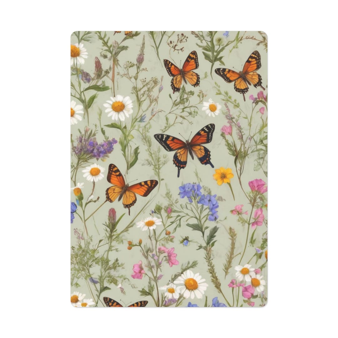 Poker Cards, Butterflies Wildflowers Design Floral Playing Deck, Garden ...
