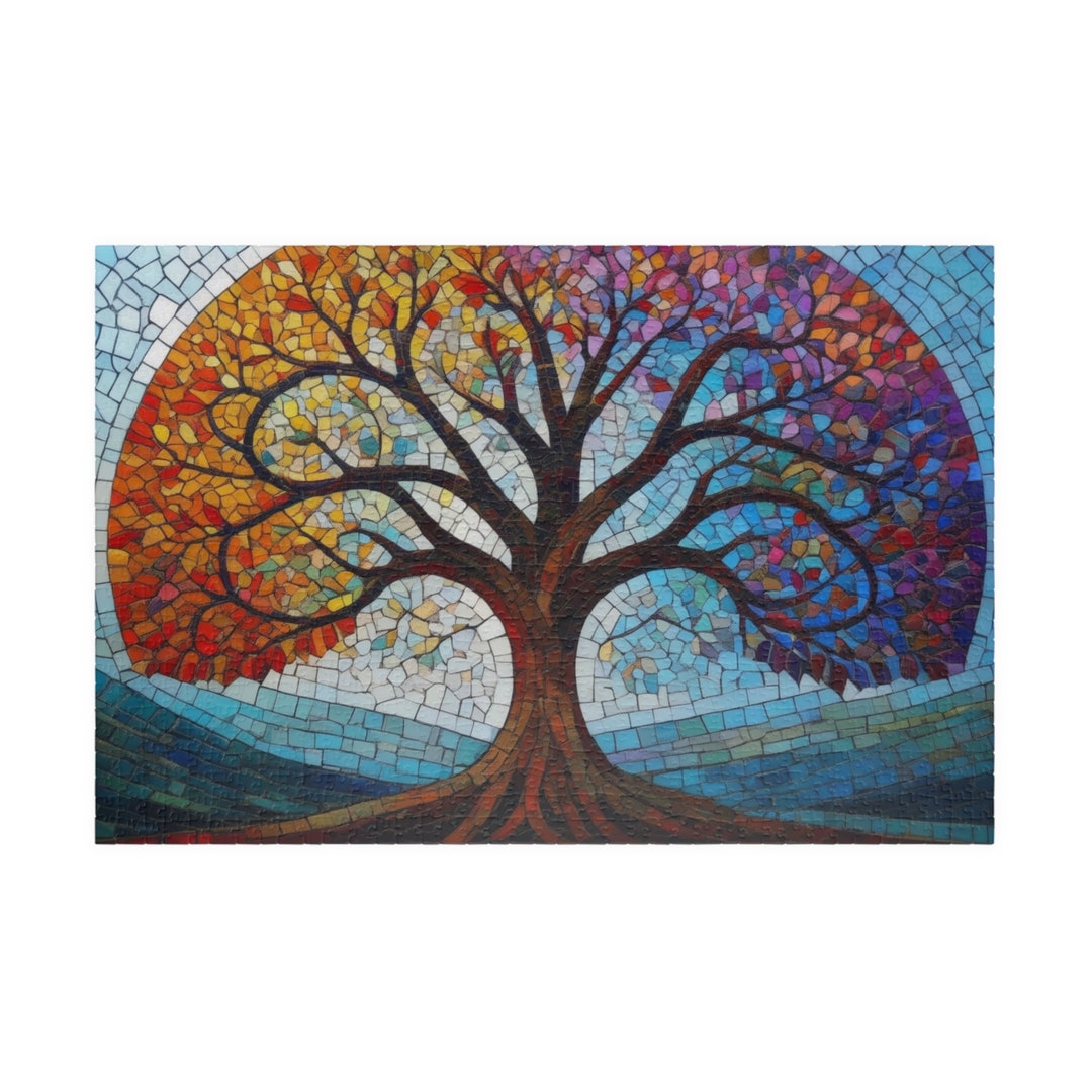 Mosaic Tree of Life Puzzle, Jigsaw Puzzle Gift for Mom, Jigsaw Puzzle ...