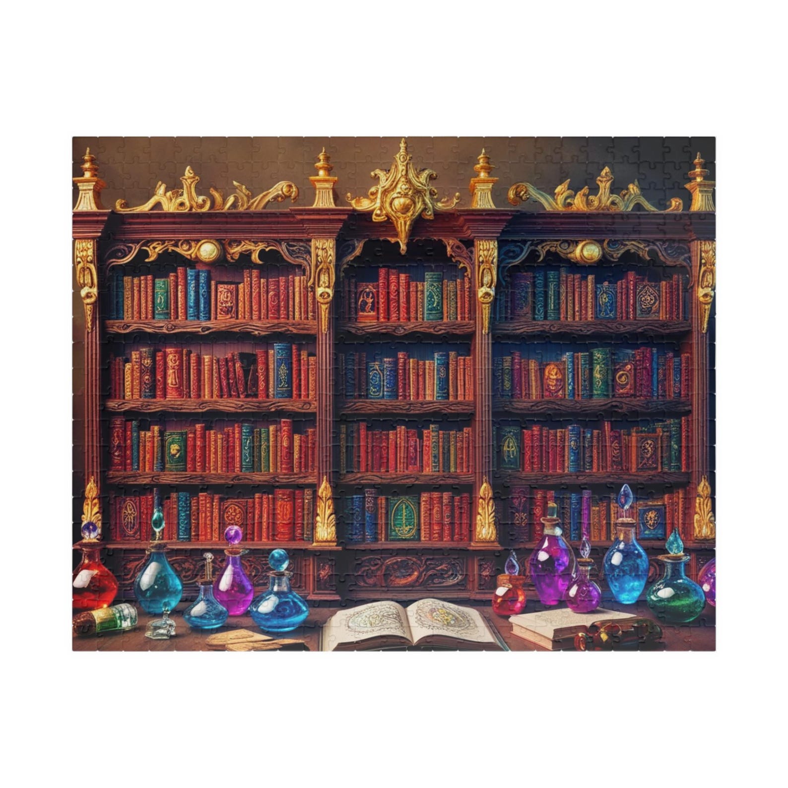 Magical Bookcase Jigsaw Puzzle, Family Activity, Games, Gift for Her - Etsy