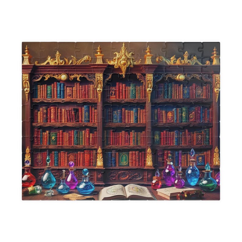 Magical Bookcase Jigsaw Puzzle, Family Activity, Games, Gift for Her - Etsy