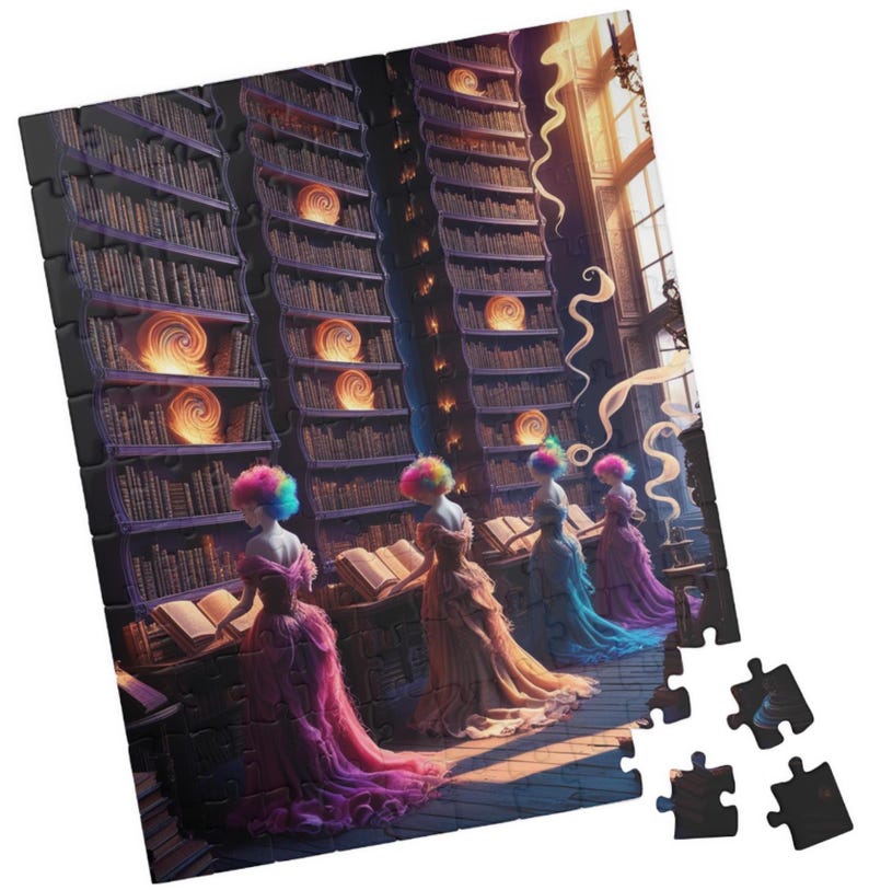 Jigsaw Puzzle, Surreal Fantasy Library, Unique Challenge Game, Mind ...