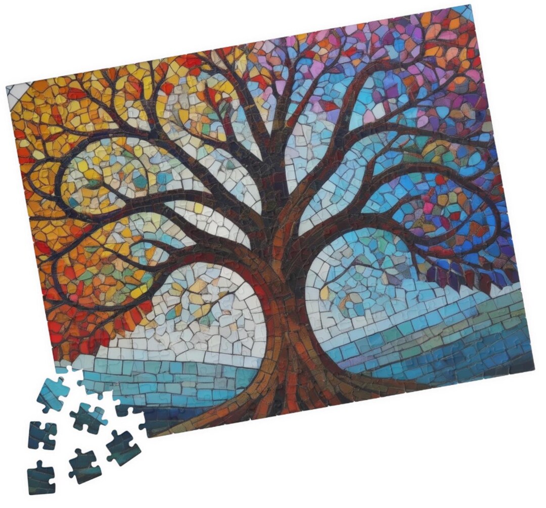 Mosaic Tree of Life Puzzle, Jigsaw Puzzle Gift for Mom, Jigsaw Puzzle ...