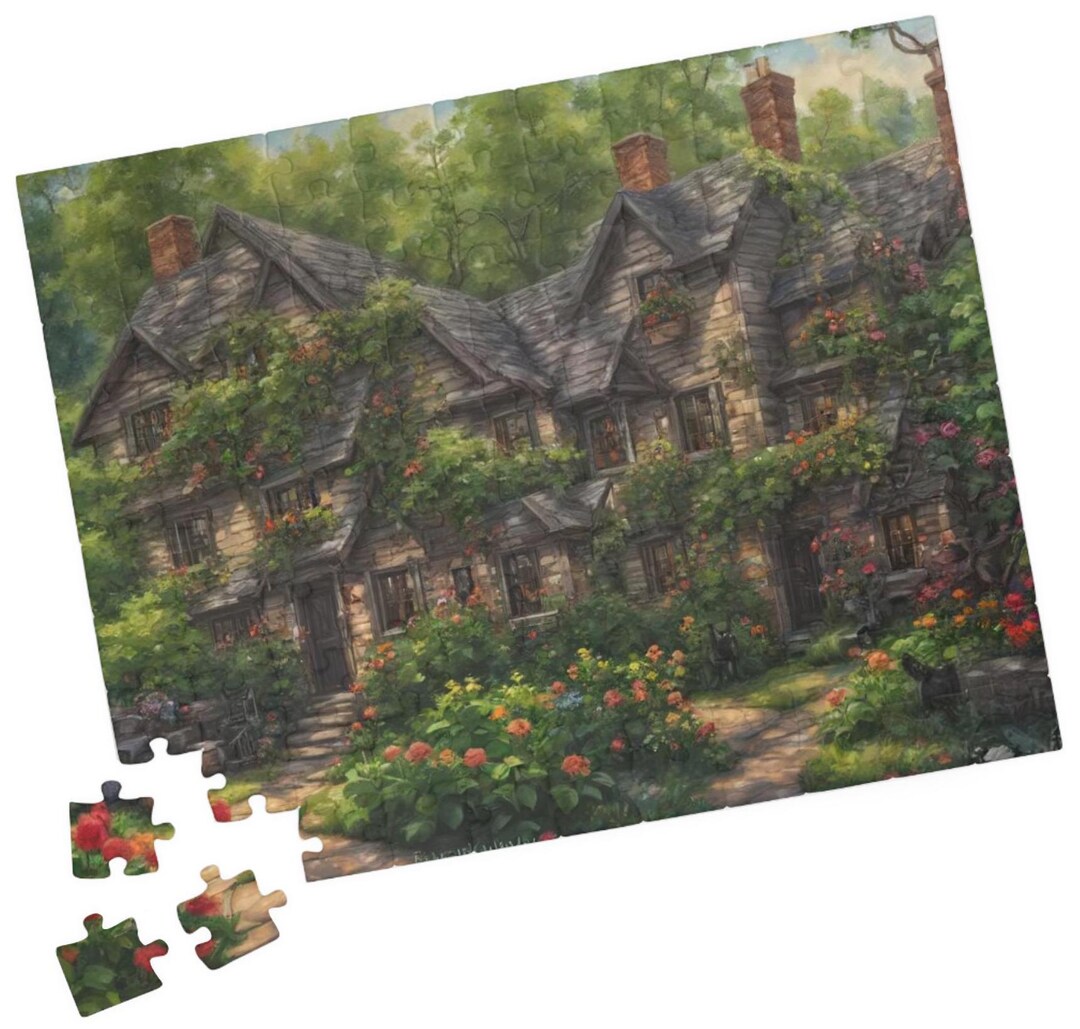 Cozy Cottage Jigsaw Puzzle, Trees Puzzle Gift for Her, Gift for Mom - Etsy