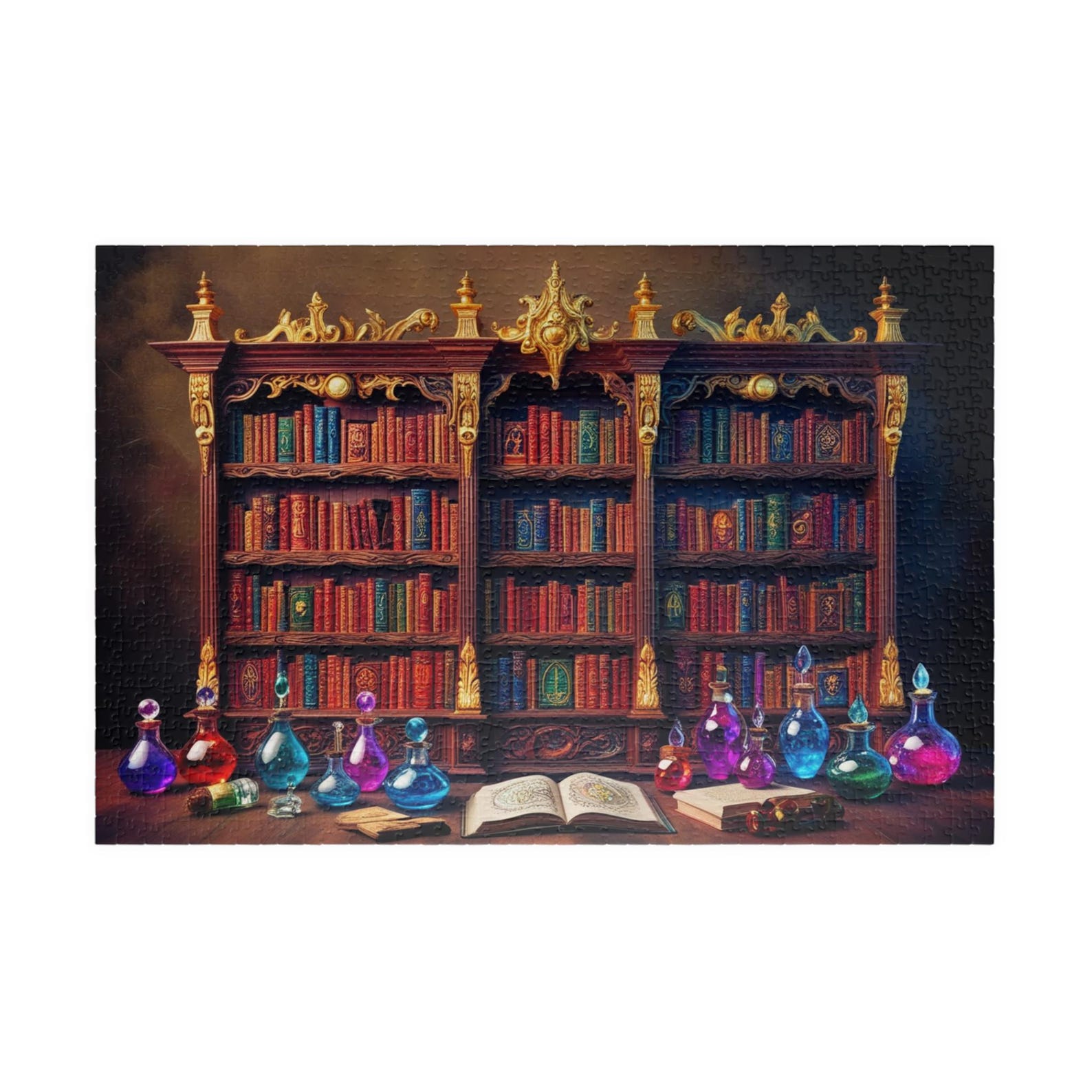 Magical Bookcase Jigsaw Puzzle, Family Activity, Games, Gift for Her - Etsy