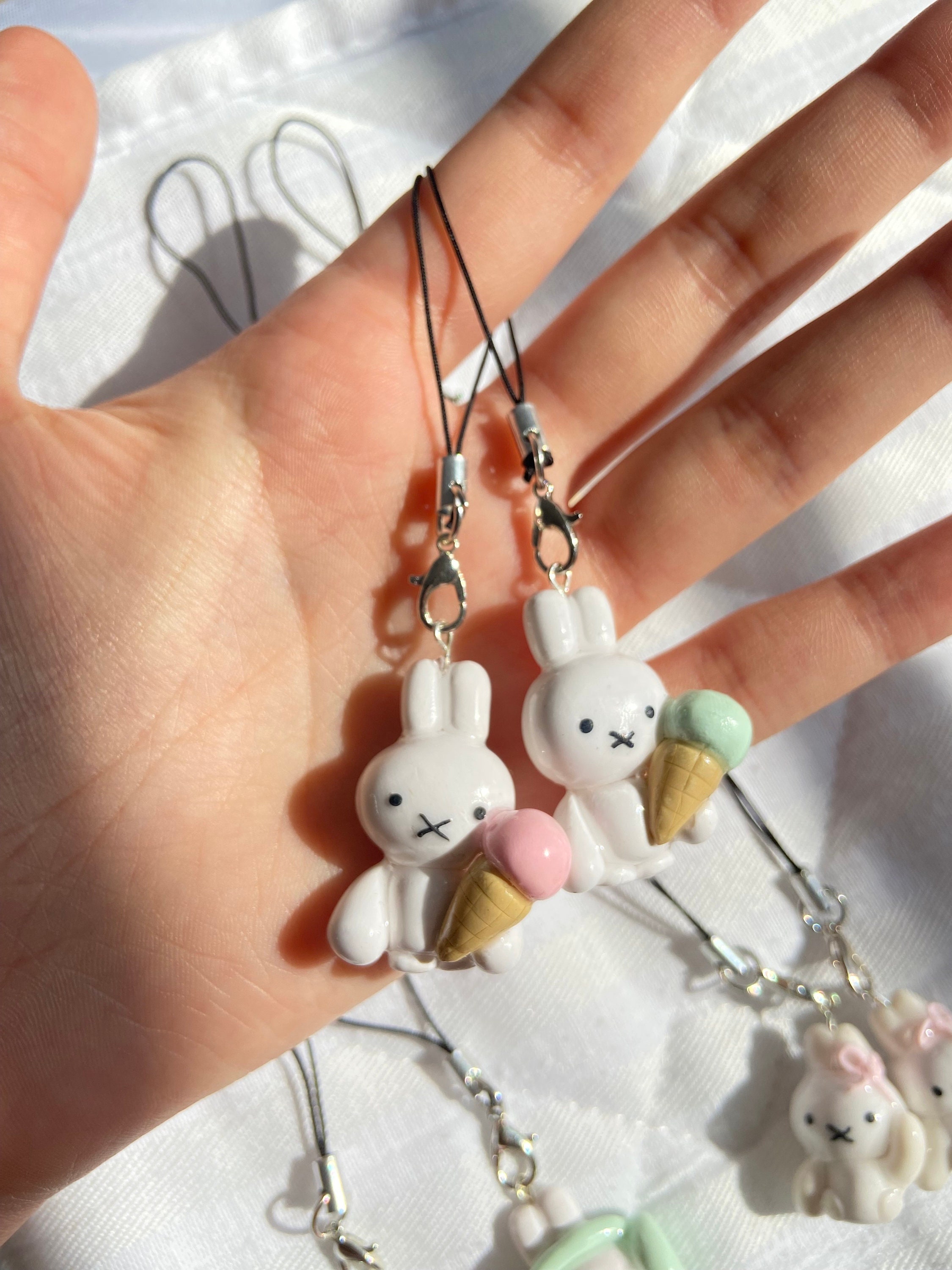 Matching Miffy Coquette Phone Charms | Keychains | Handmade Clay Charms - Etsy