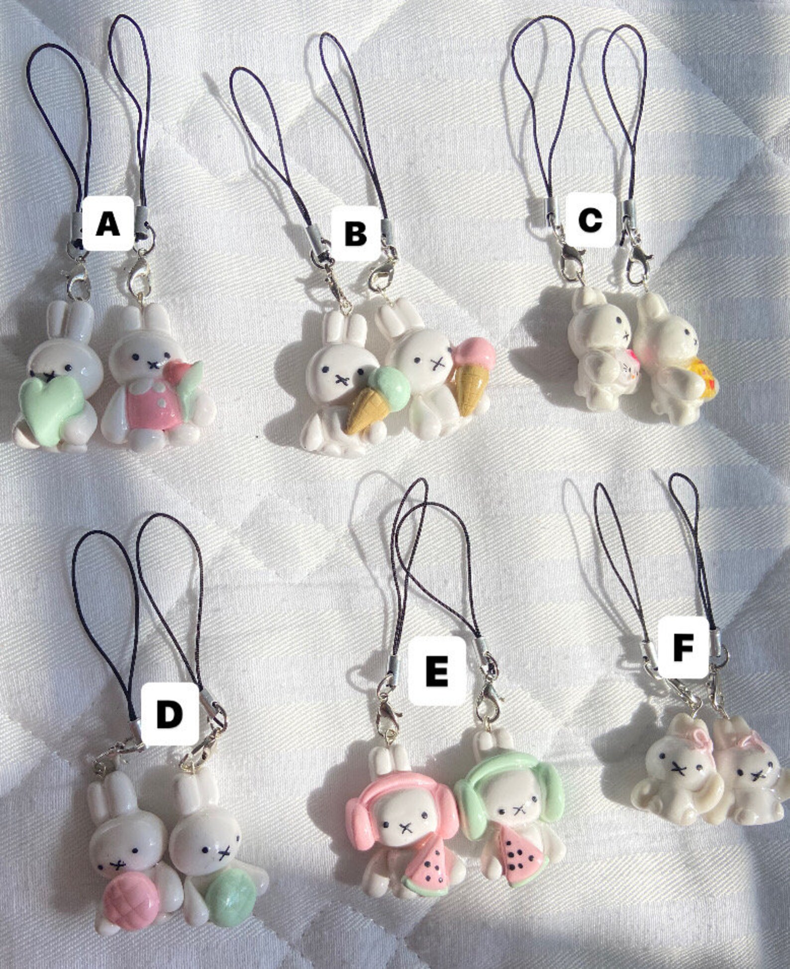 Matching Miffy Coquette Phone Charms | Keychains | Handmade Clay Charms - Etsy