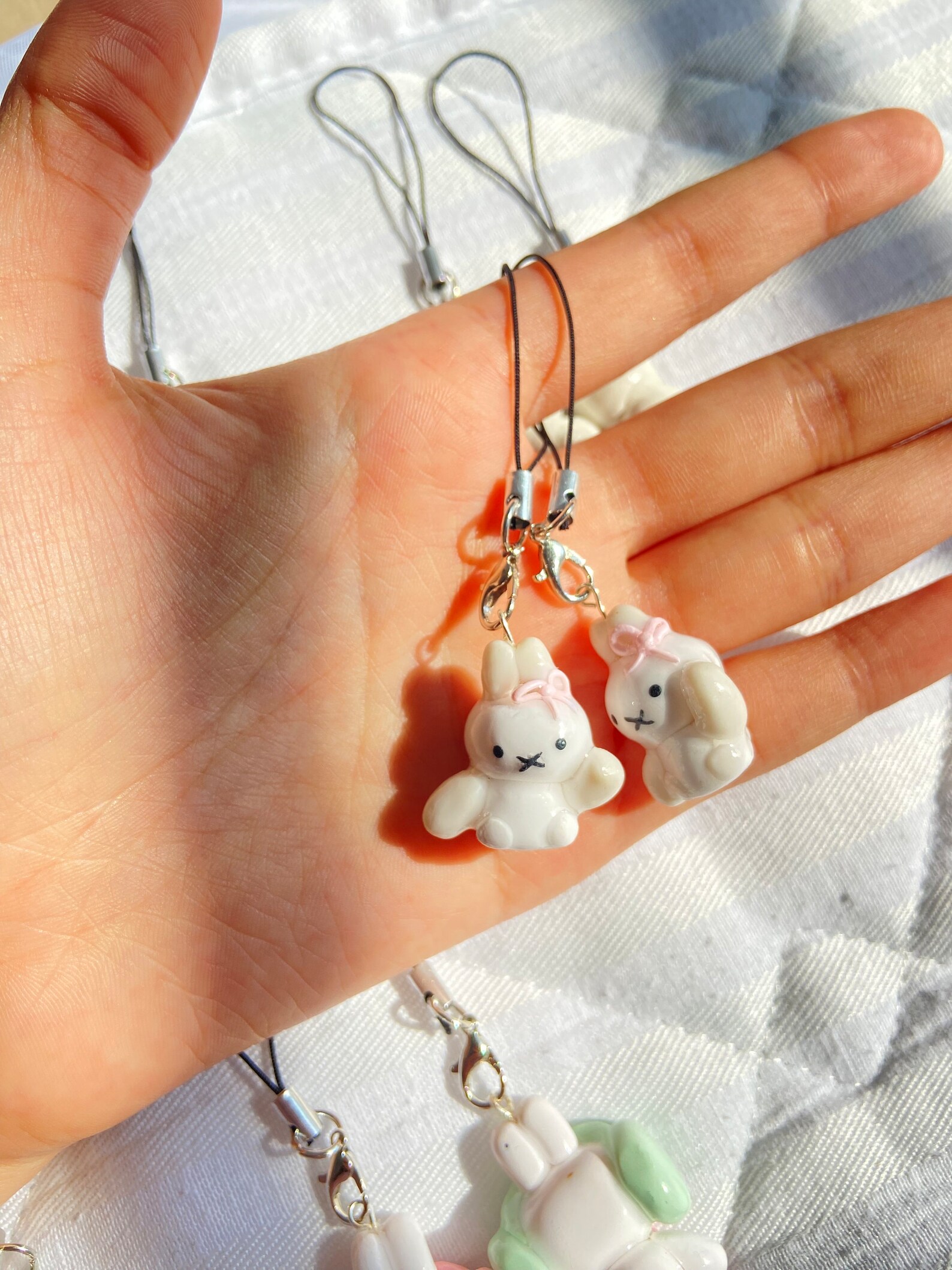 Matching Miffy Coquette Phone Charms | Keychains | Handmade Clay Charms - Etsy