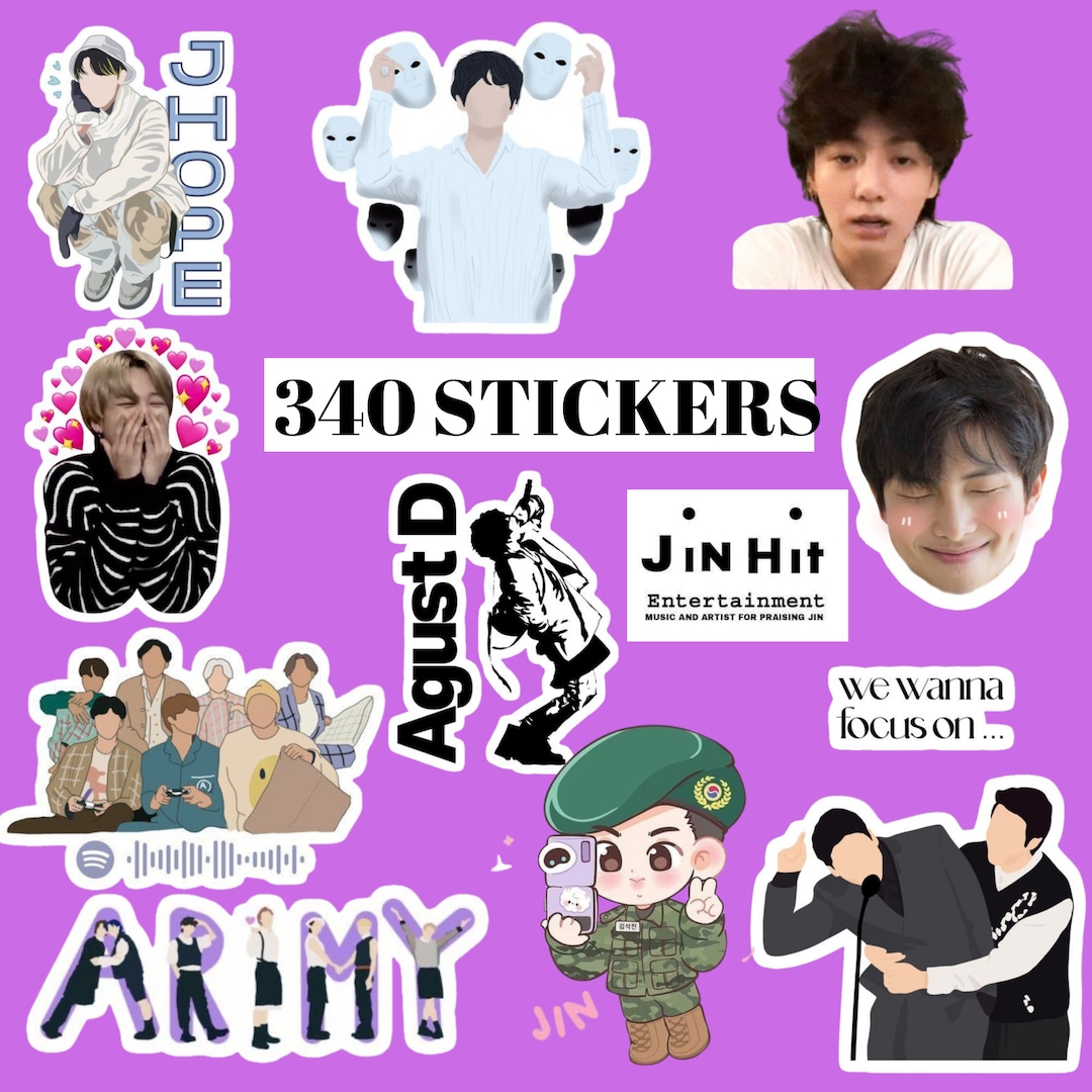 BTS Sticker Pack, BTS Pack Png STICKER Bundle, 340 Digital Sticker Pack ...