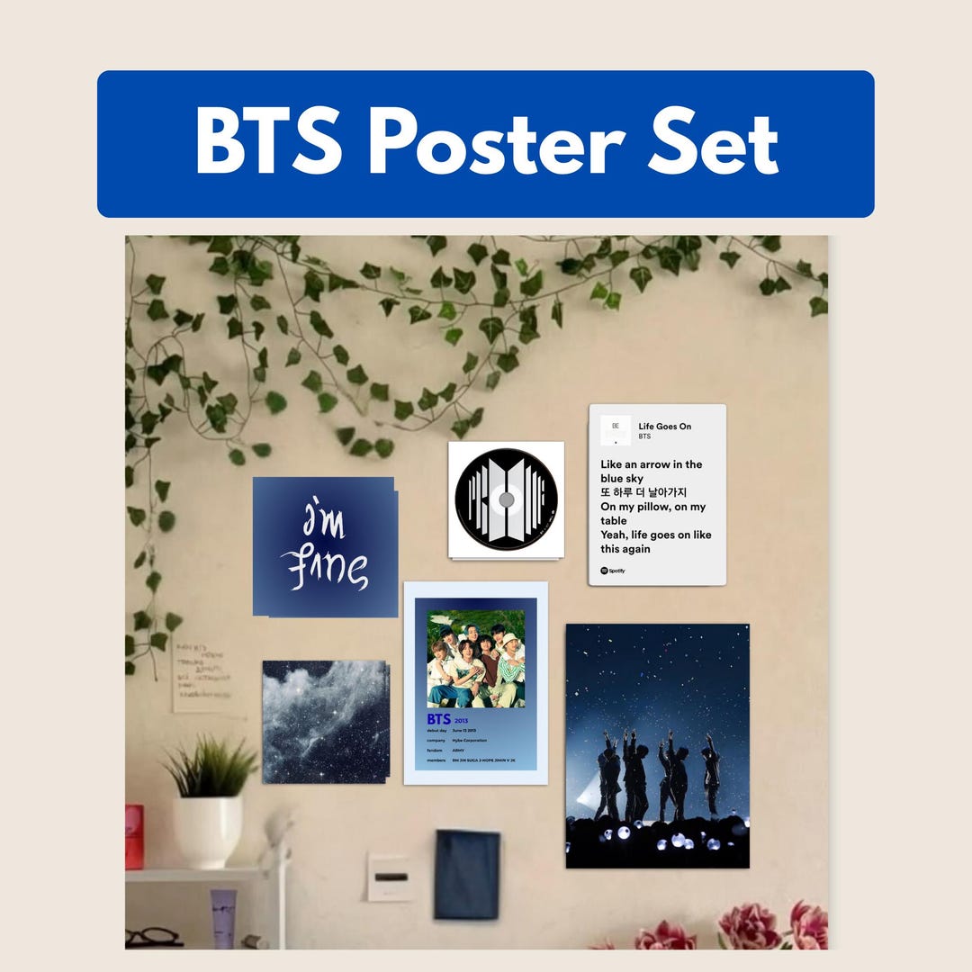 BTS Digital Poster Set of 6 Aesthetic Bts Wall Decor Lyric Wall Art Set ...