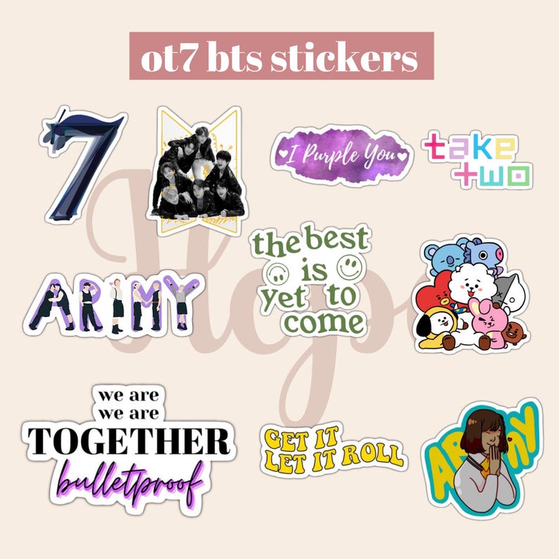 BTS Sticker Sheets With Transparent Background Png STICKER Bundle, BTS ...