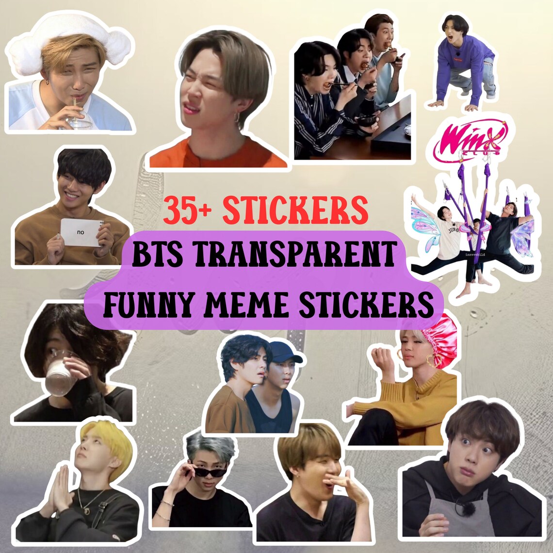 BTS Kpop Funny Meme Stickers BTS Stickers Digital Png Sticker Pack BTS ...