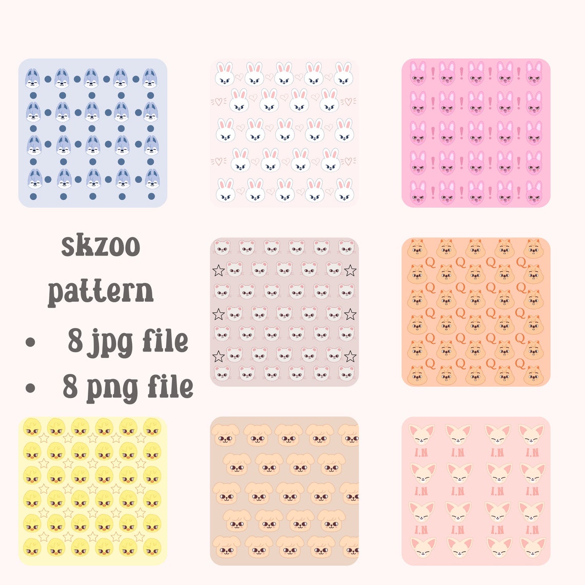 Stray Kids SKZOO Digital Pattern SKZ Wallpaper Pack Skz Kpop Printable ...