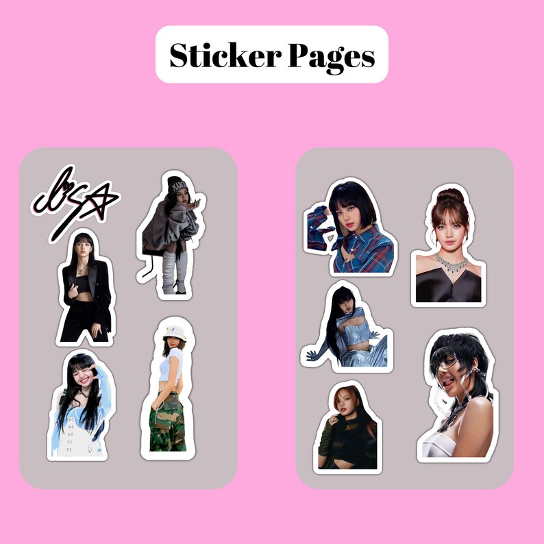 Hojas de pegatinas de Blackpink Paquete de pegatinas de Blackpink KPOP BP Lisa Jisoo Jennie Rose ...