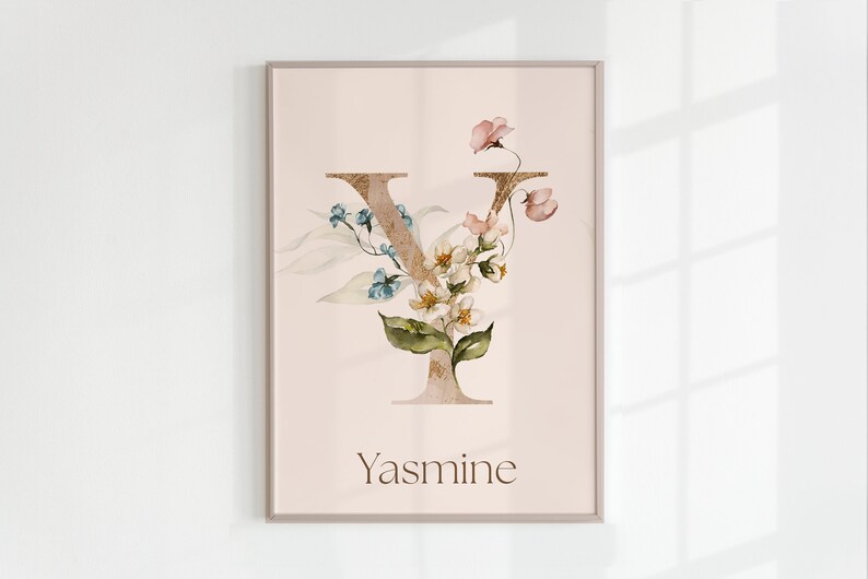 Personalized Y Letter Watercolor Illustration for Nursery, Alphabet Art ...